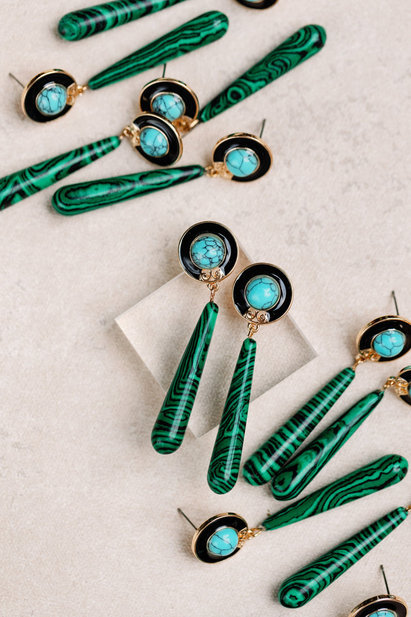 Turquoise and Malachite Drop Earrings – St. Armands Designs of Sarasota