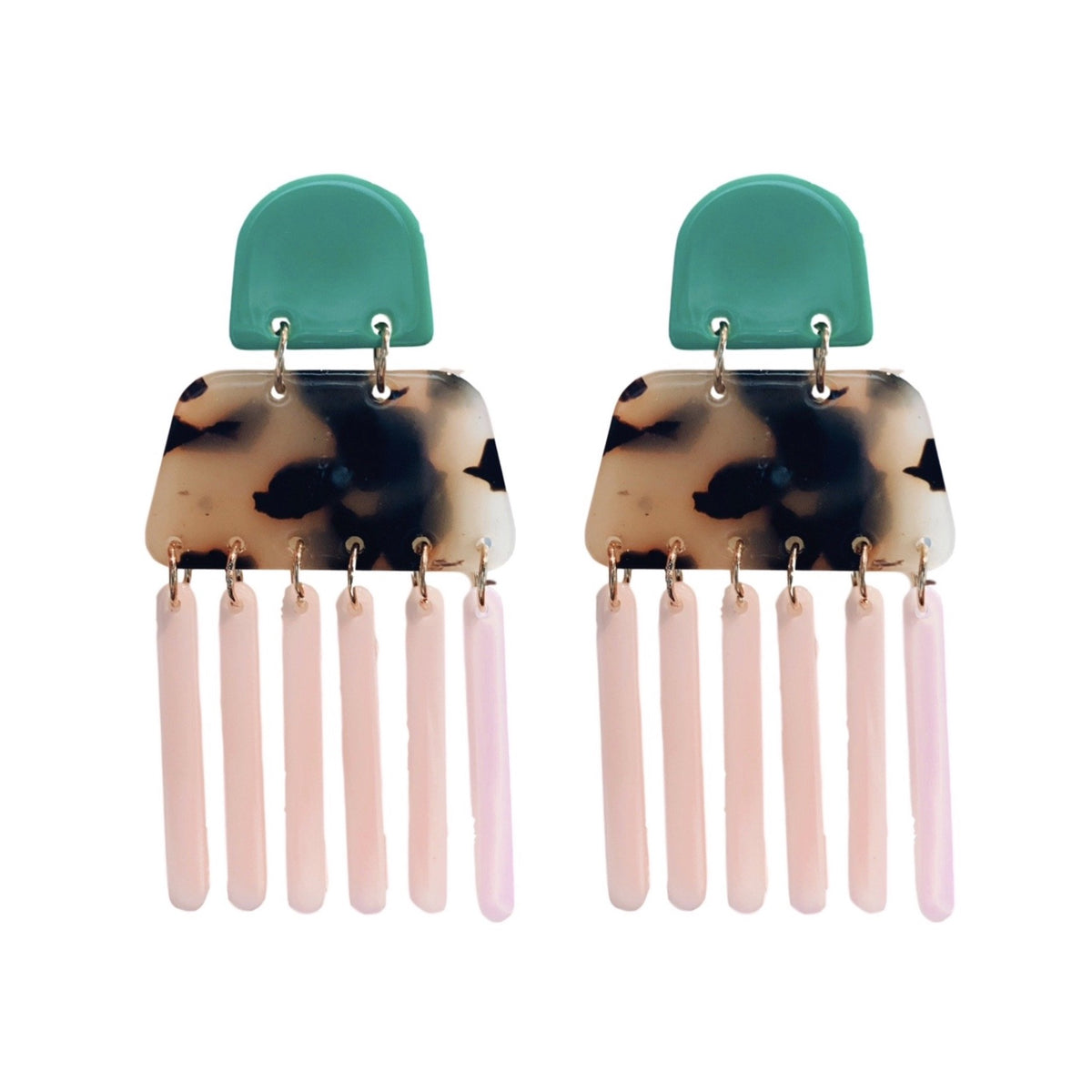 Blonde / Gray Geometric Tortoise Shell Statement Earrings – St. Armands ...