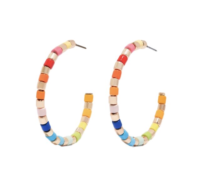 Multi-Colored Rainbow Beaded Hoops – St. Armands Designs of Sarasota