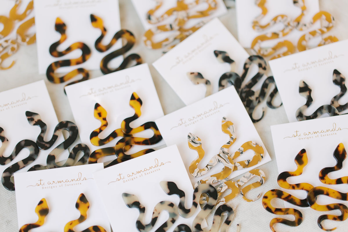 Acrylic Python Snake Statement Earrings – St. Armands Designs of Sarasota